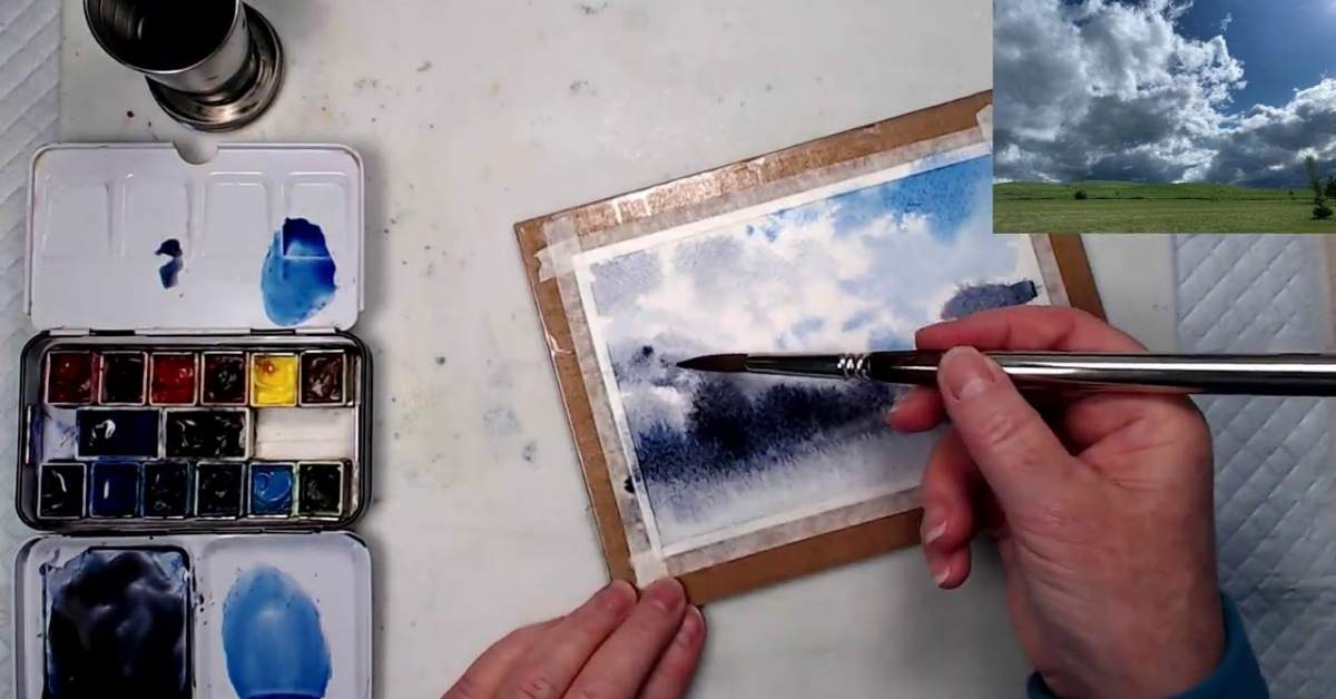 Watercolor Postcard Paint-Along: Backlit Clouds Variations - Pintando.org