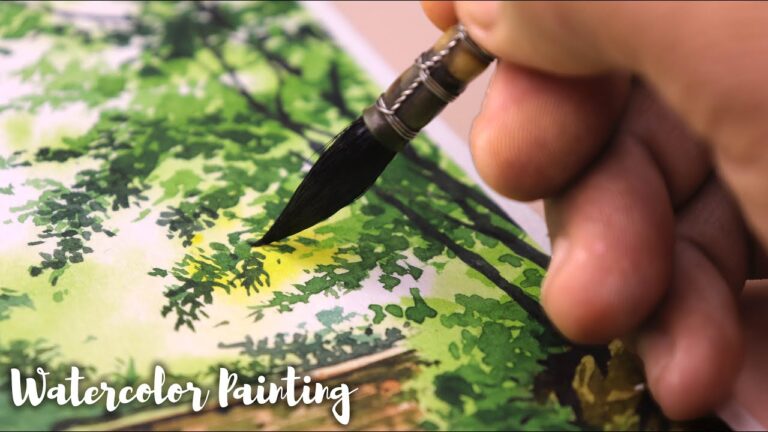 Nature's Watercolor Magic: Leaves and Water - Pintando.org