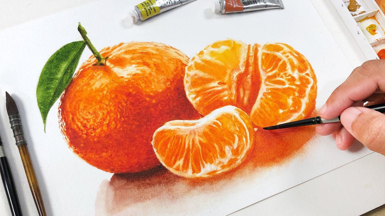 Tangerine Watercolor Tutorial: Painting Delight - Pintando.org