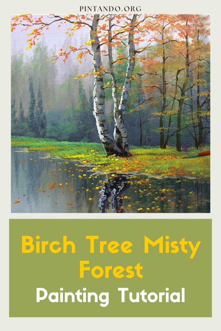 Birch Tree Misty Forest: Painting Tutorial - Pintando.org