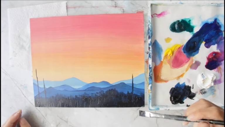 Sunset Serenity: A Beginner's Acrylic Painting Tutorial - Pintando.org