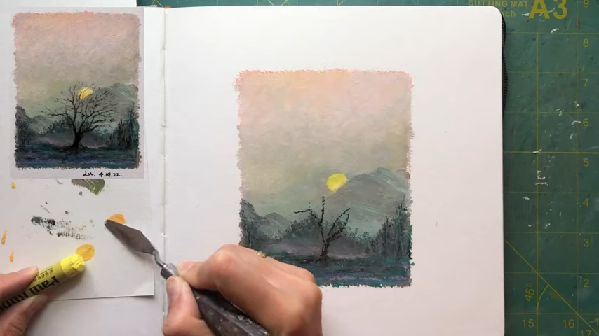 Enchanted Forest: Oil Pastel Sunset - Pintando.org