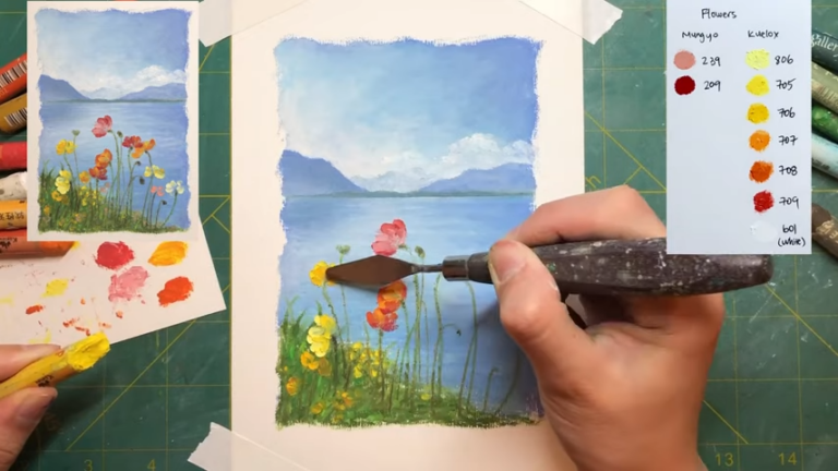 Poppies by the Lake: Mastering Oil Pastels - Pintando.org