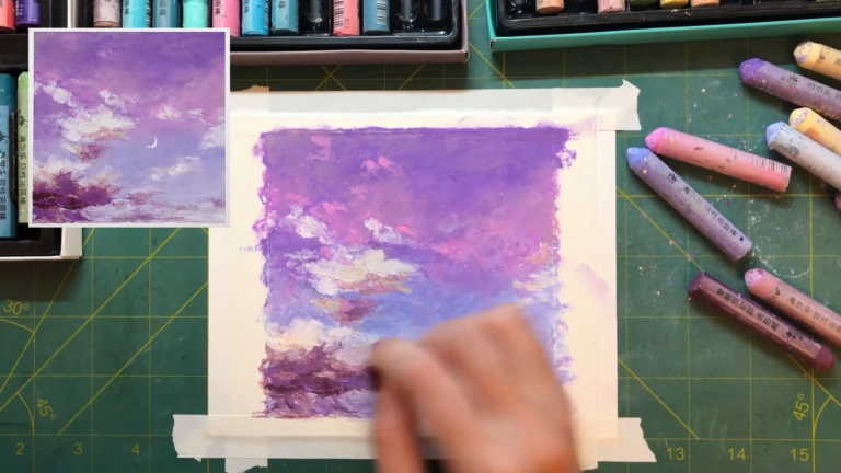 Purple Sky: Oil Pastel Painting - Pintando.org