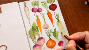 Simple & Easy Root Veggies: Watercolor & Colored Pencils Tutorial ...