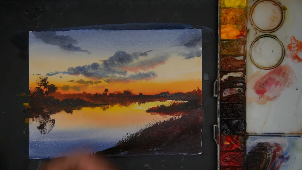 Cloudy Landscape Watercolor Painting Tutorial Pintando Org