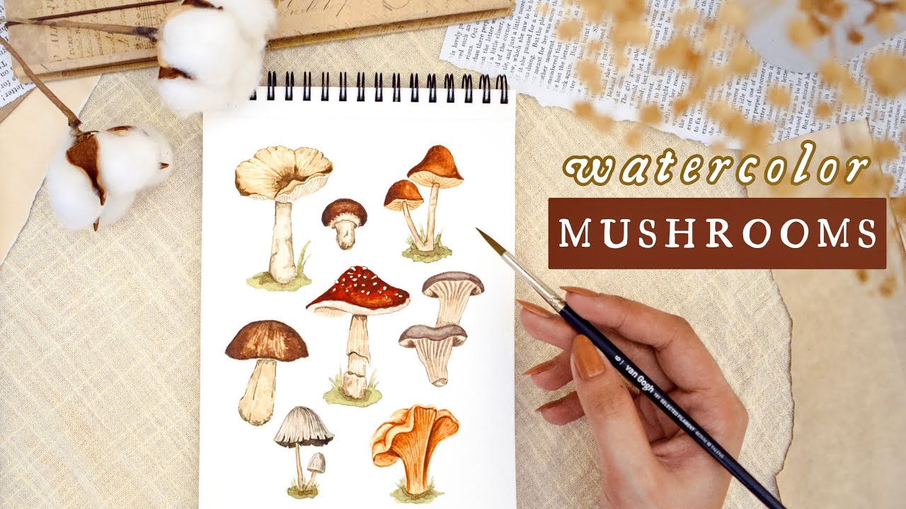 Easy Mushrooms: Watercolor Painting Tutorial - Pintando.org