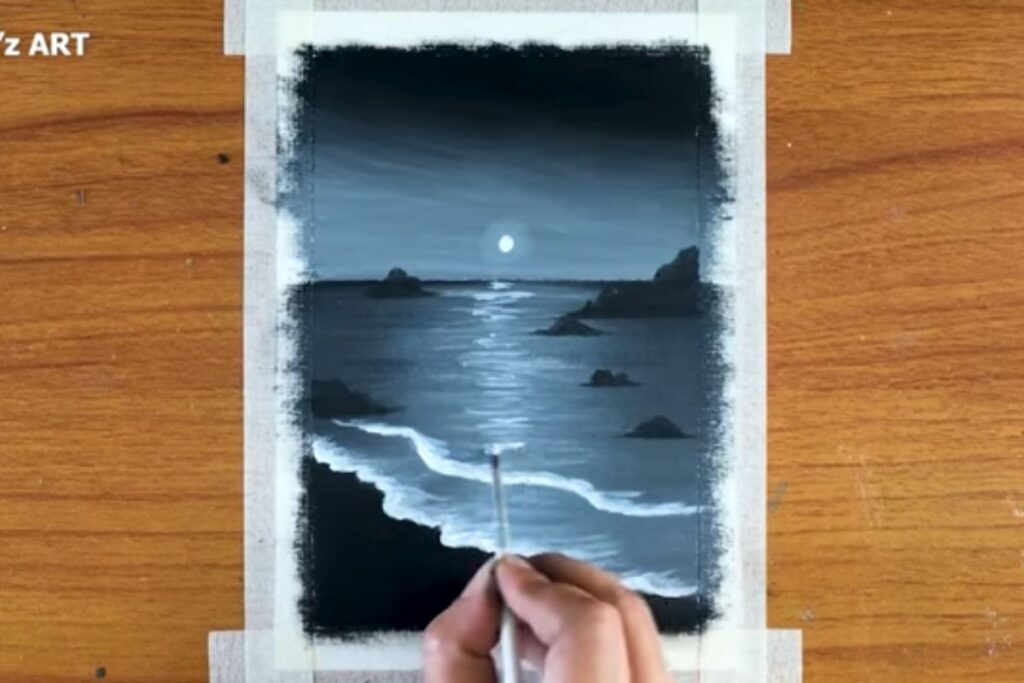 Black Beach: Oil Pastel Painting For Beginners - Pintando.org