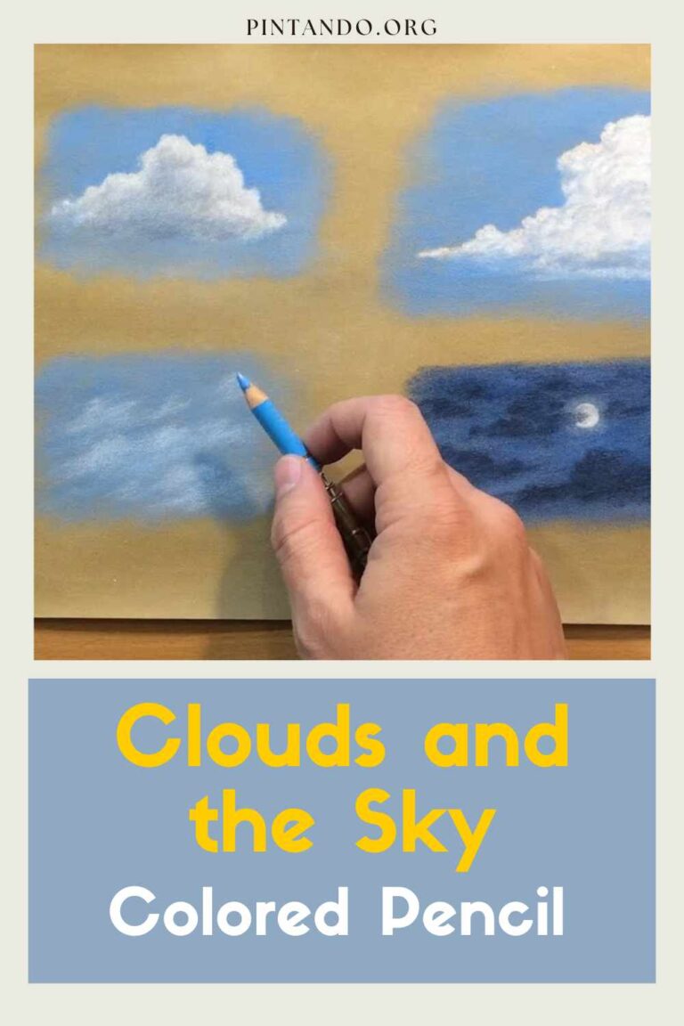 Clouds and the Sky: Colored Pencil - Pintando.org
