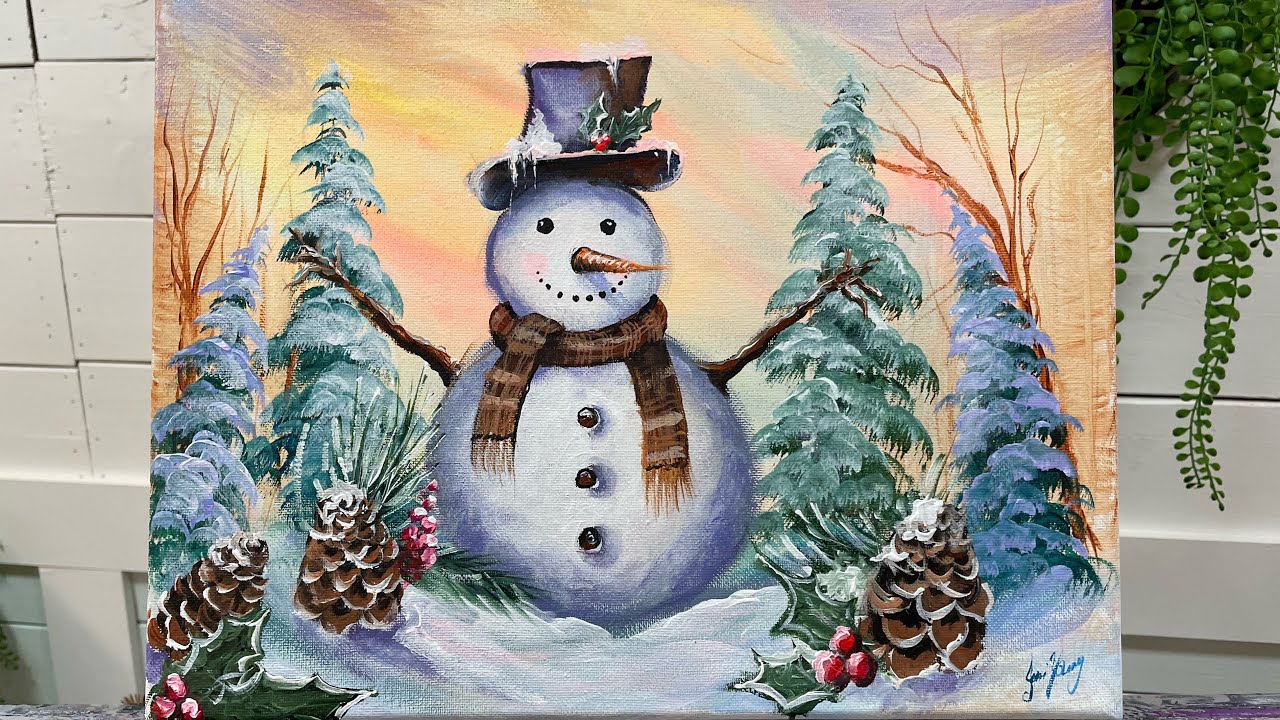 Happy Snowman: Acryic Painting Tutorial - Pintando.org