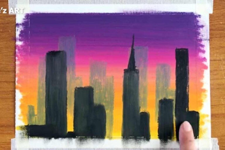 Oil Pastel Cityscape: Painting for Beginners - Pintando.org