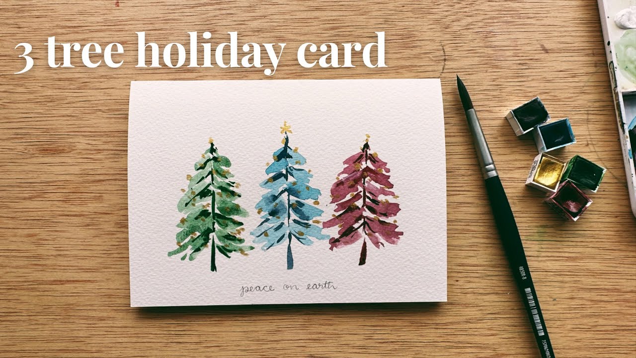 3 Tree: Holiday Card - Painting Tutorial! - Pintando.org